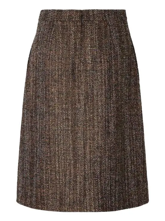 Fendi Rust Wool And Alpaca Mid-length Skirt - Brown