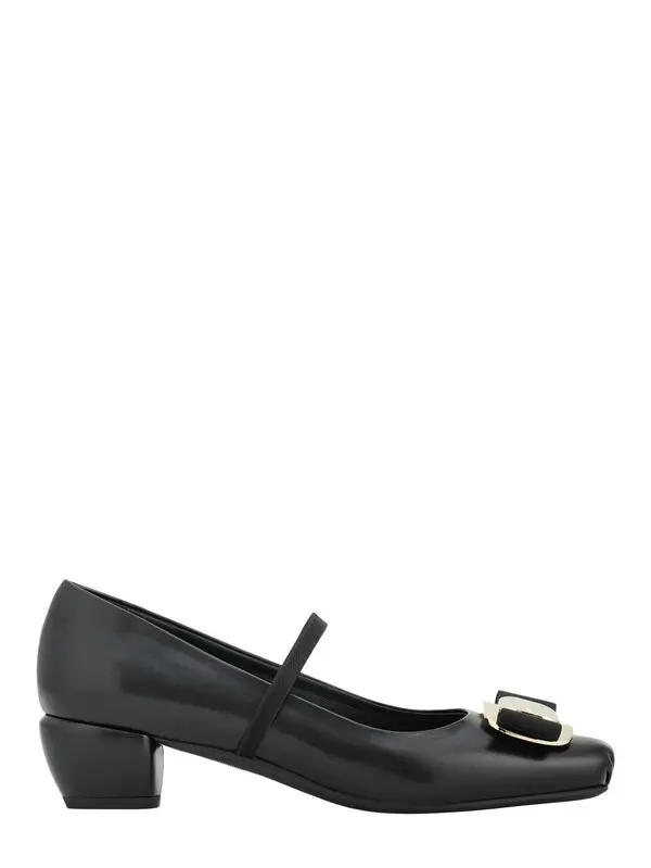 FERRAGAMO Vara Plate Pump With Block Heel - Black