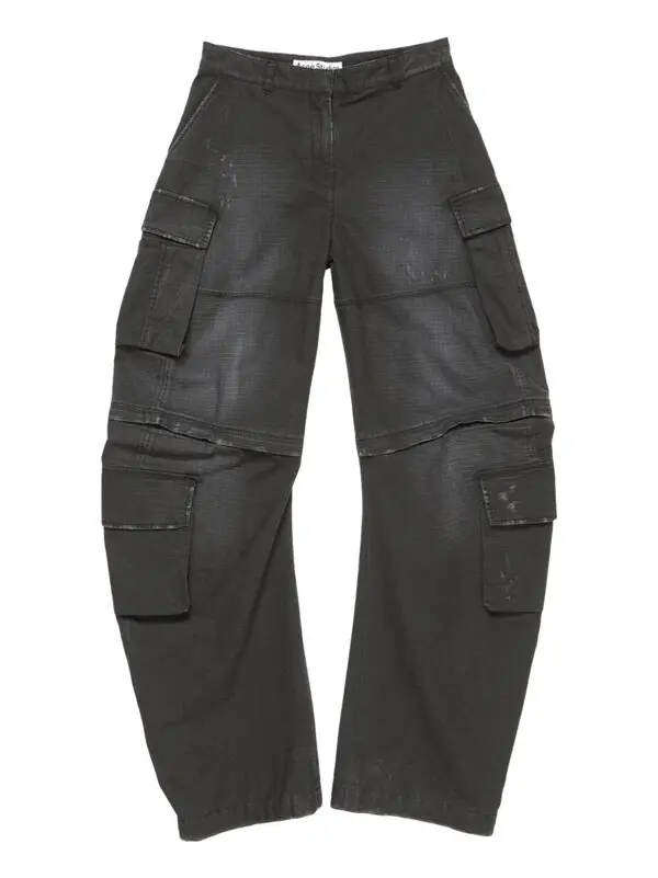 Acne Studios Cargo Palazzo Trousers With Convertible Knee Zips - Black
