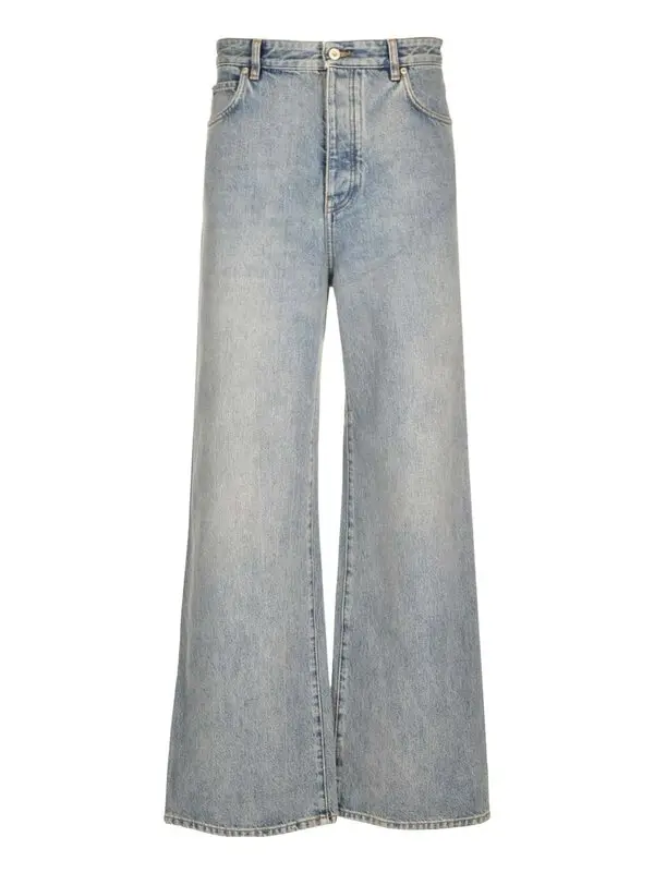 Loewe Logo Patch Wide Leg Jeans - Blue