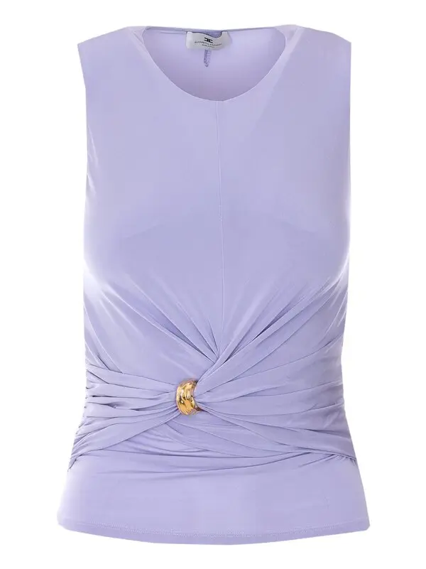 Elisabetta Franchi Sleeveless Jewel Detail Draped Top - Blue