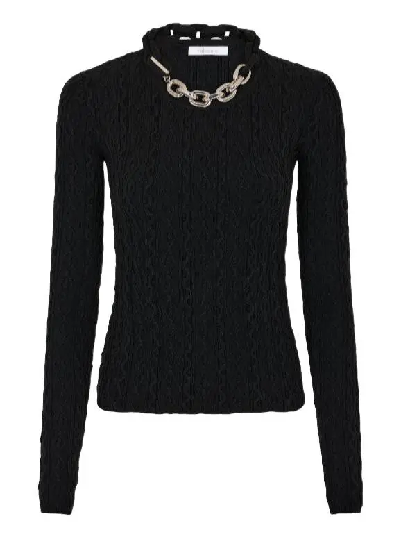 Rabanne Chain Detail High Neck Jumper - Black