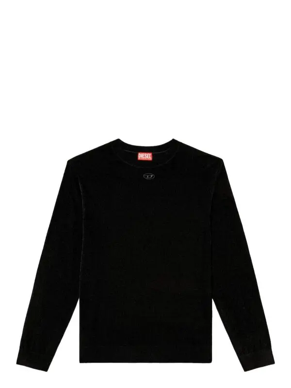 DIESEL® K-cevro Round Neck Sweater With Oval D Logo Plaque - Black