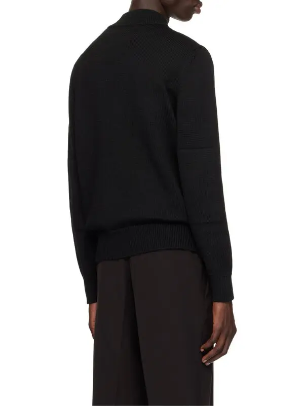 JIL SANDER Ribbed Mock Neck Long Sleeve Sweater With Button Detail - Black