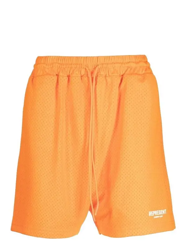 REPRESENT Mesh Shorts With Logo Detail - Orange