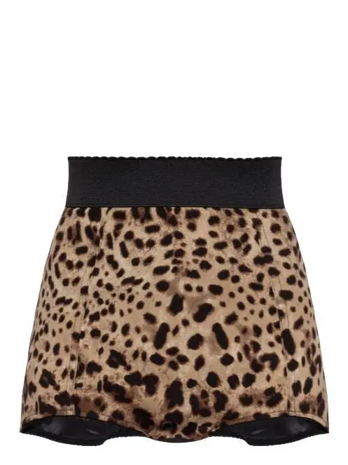 Dolce & Gabbana High-waisted Leopard Print Shorts - Black