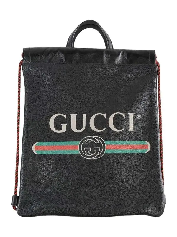 Gucci Logo Drawstring Backpack - Black