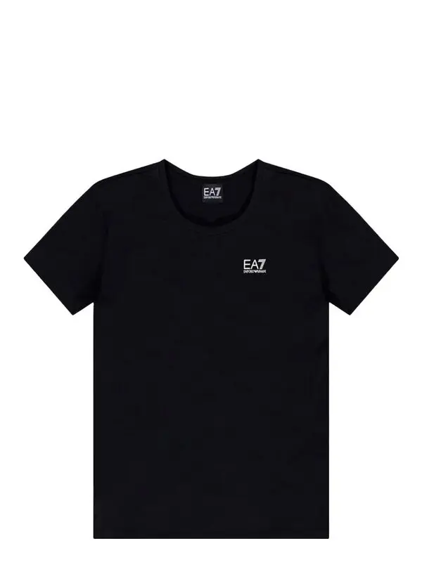 EA7 Cotton T-shirt With Logo Print - Black