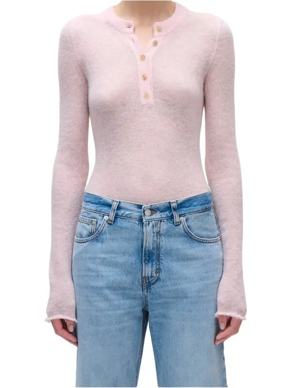 HAIKURE Long-sleeve Bodysuit With Front Buttons - Pink