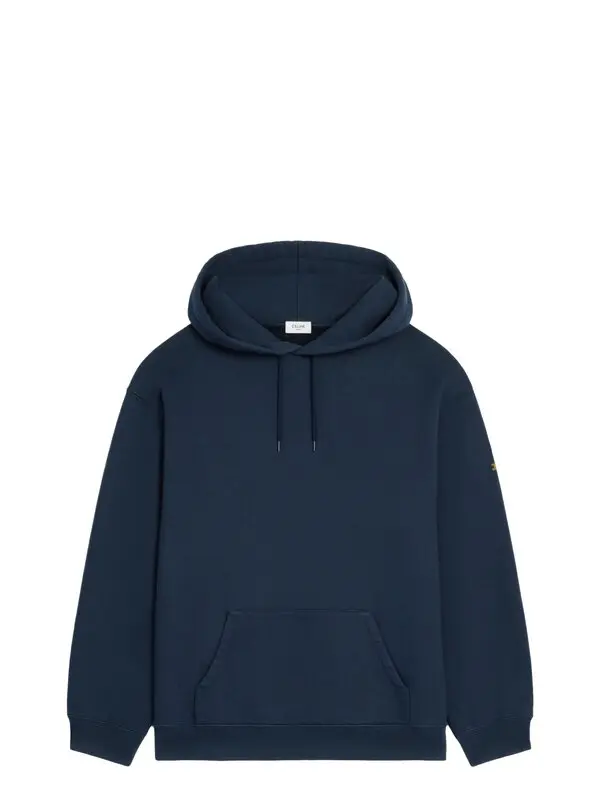 Celine Hoodie In Cotton Fleece - Washed Navy Blue/yellow