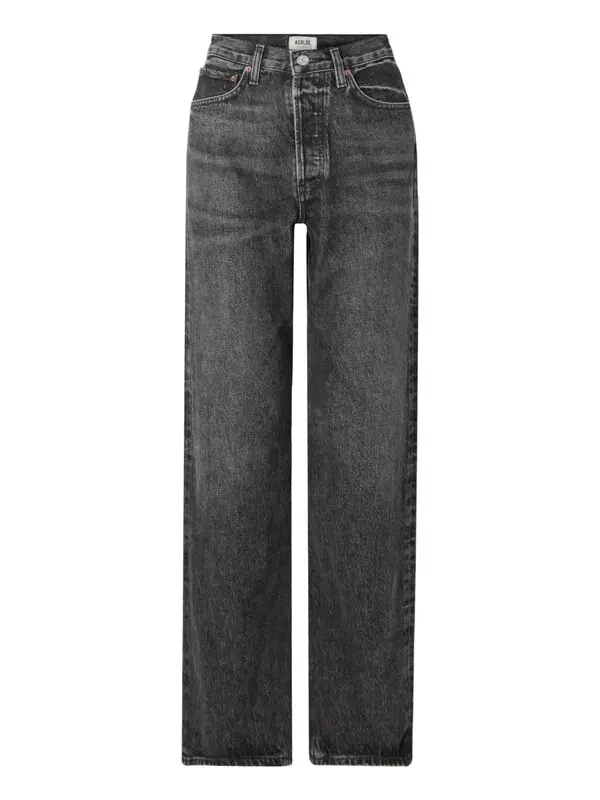 AGOLDE High Waist Straight Leg Jeans - Black