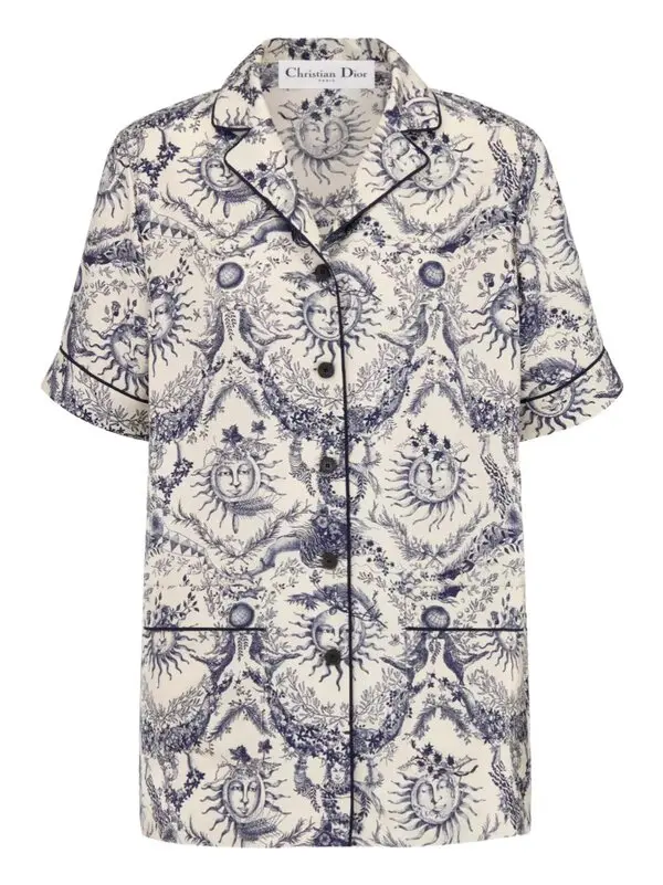 Dior Short-sleeve Shirt With Classic Collar And Button-up Front - Gray