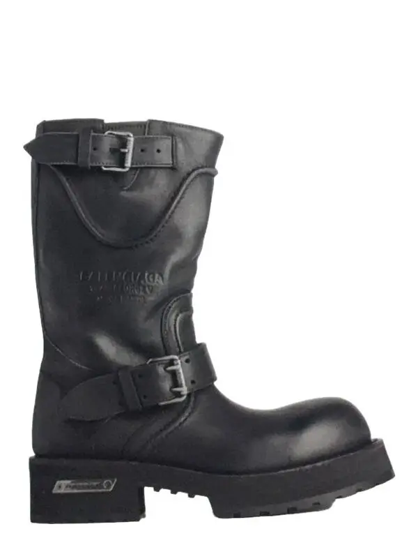 Balenciaga Venom Buckle Detail Platform Boots - Black