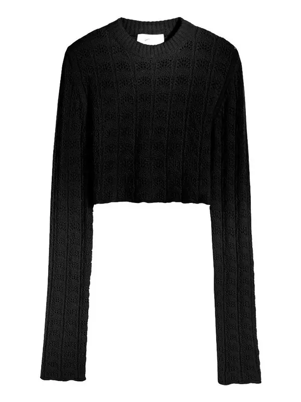 Sportmax Cashmere Blended Cropped Sweater With Geometric Design - Black