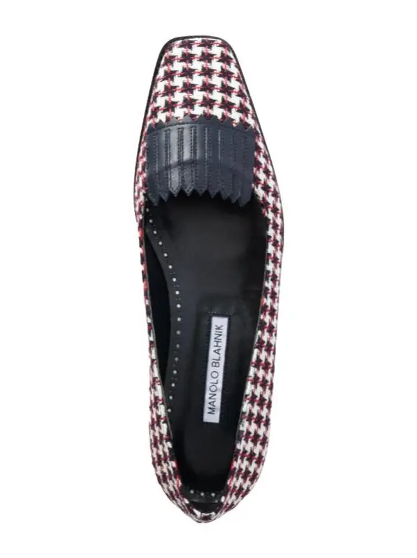 Manolo Blahnik Embroidered Tweed Loafers - Black