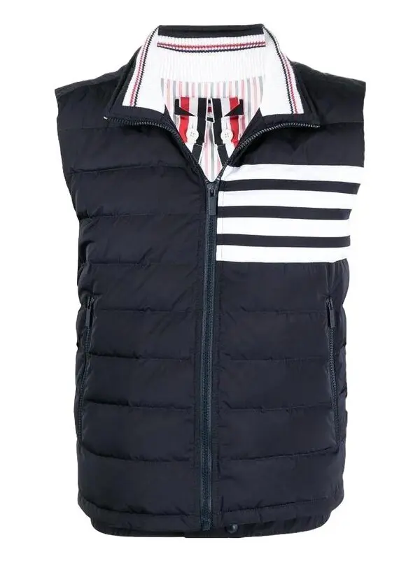 Thom Browne 4-bar Motif Zipped Gilet - Navy Blue