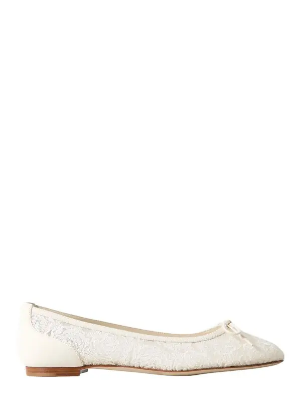 Manolo Blahnik Lace Ballet Flats - Ivory
