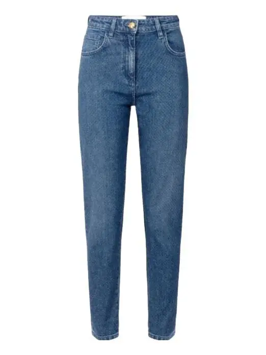 Elisabetta Franchi Sequined Cotton Denim Trousers - Denim Blue