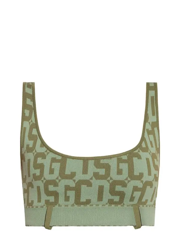 Gcds Monogram Print Sports Bra - Green