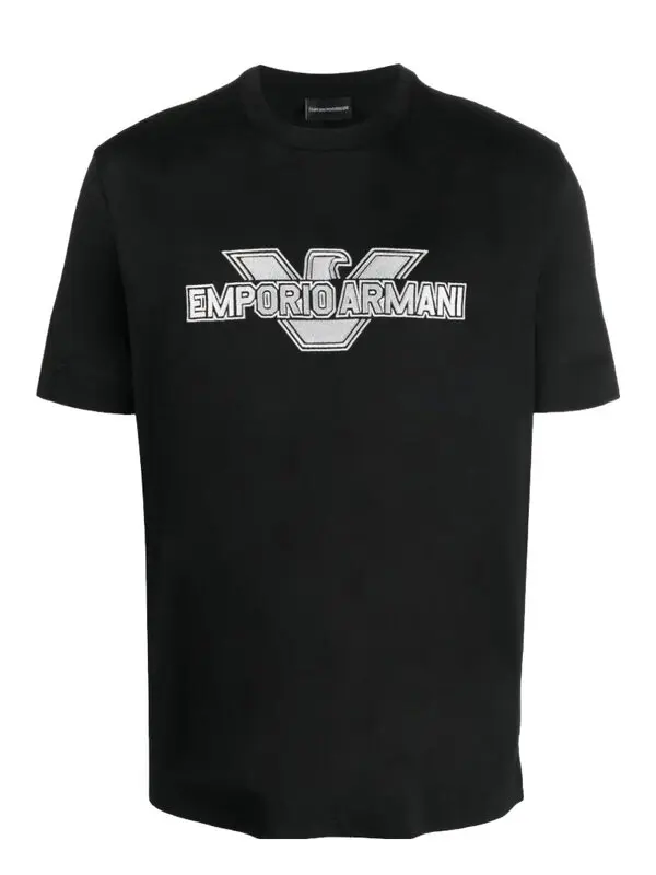 Emporio Armani Logo-patch Cotton T-shirt - Black