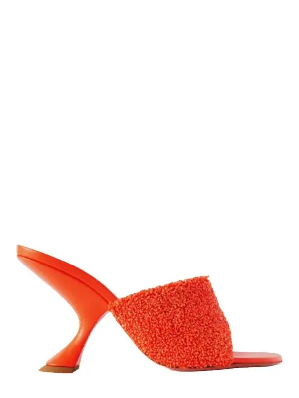 Amina Muaddi Raffia Mules With Sculptural Heel - Red