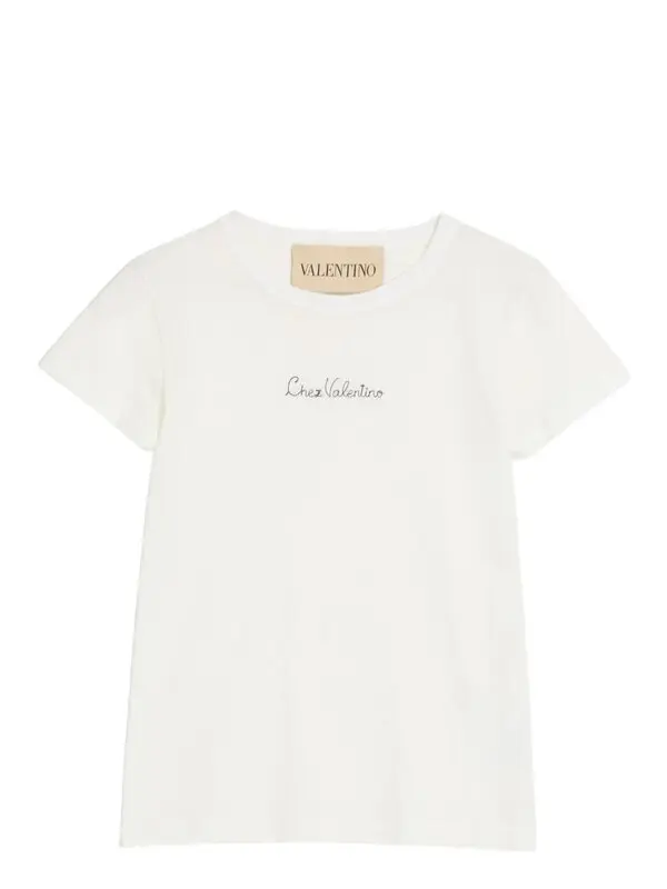 Valentino Garavani Embroidered Logo Crewneck T-shirt - Ivory