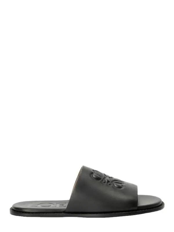 Loewe Flex Anagram Slide In Soft Calfskin - Black