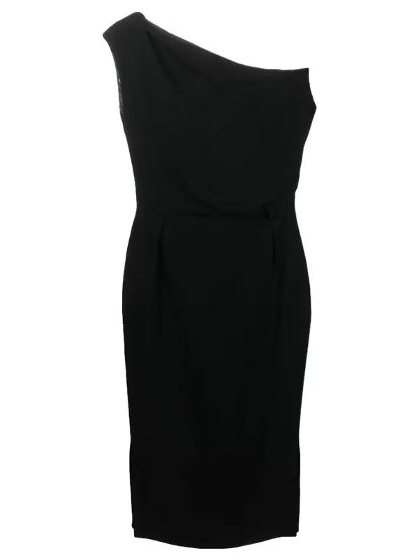 Alexandre Vauthier Logo Dress One Shoulder Design With Side Slit - Black