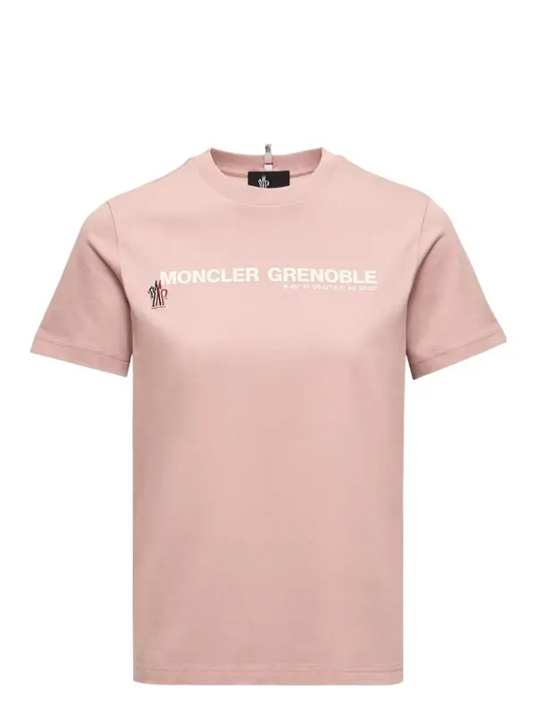 Moncler Logo Printed Crewneck T-shirt - Pink