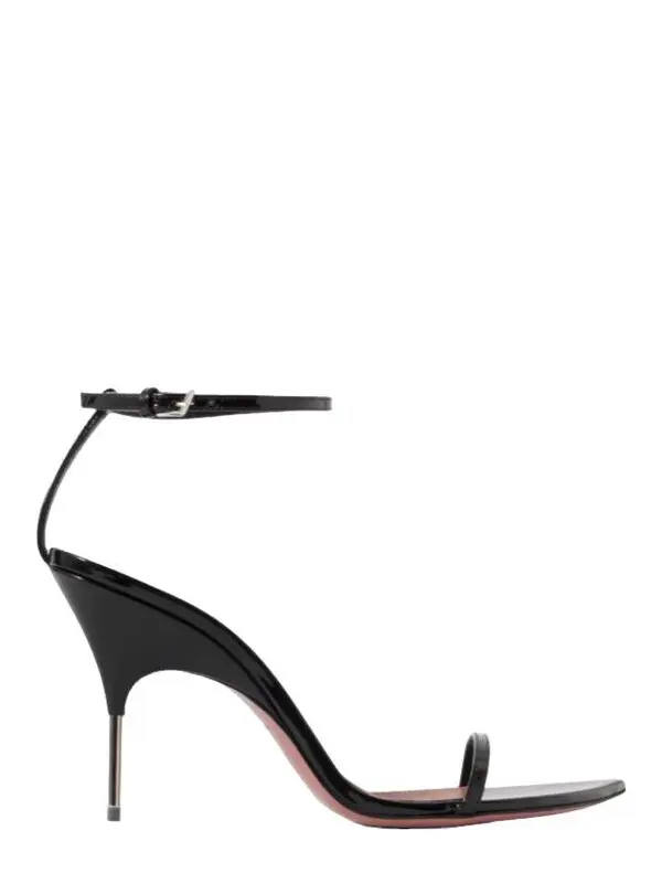 Amina Muaddi Patent Leather Sandals With Silver-tone Heel - Green