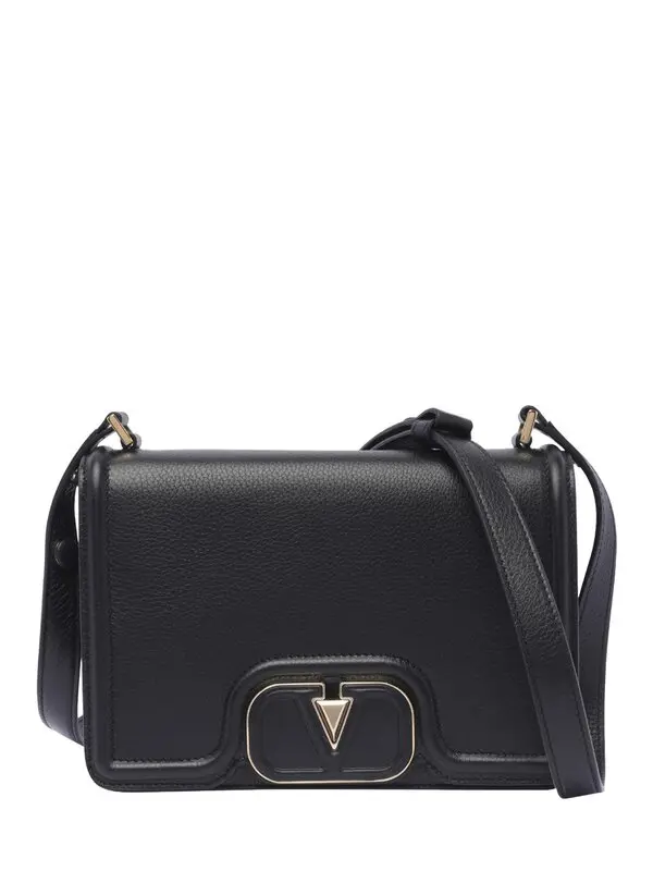 Valentino Garavani Vlogo Small Leather Shoulder Bag - Black