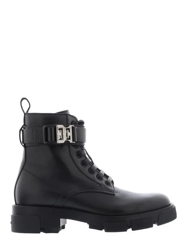 Givenchy Round Toe Lace Up Ankle Boots - Black