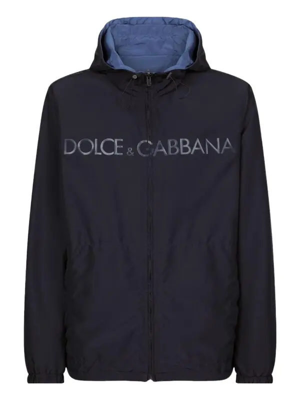 Dolce & Gabbana Reversible Logo Print Hooded Jacket - Black