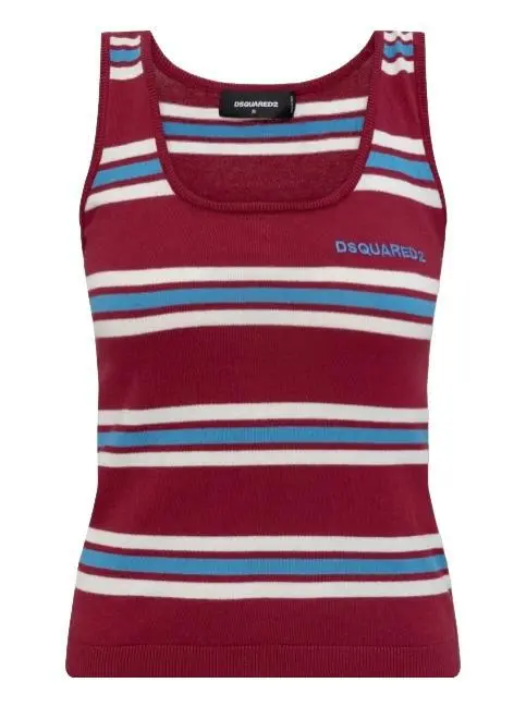 Dsquared2 Striped Knit Tank Top - Wine Red