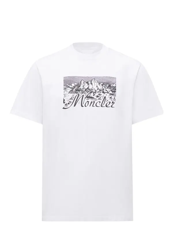 Moncler Mountain Logo Cotton T-shirt - White