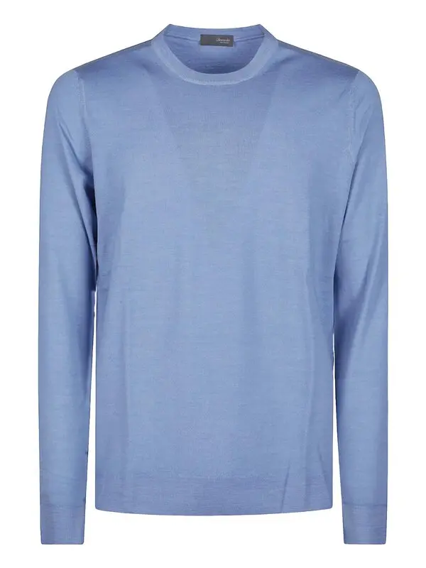 DRUMOHR Merino Wool Crew Neck Sweater - Blue