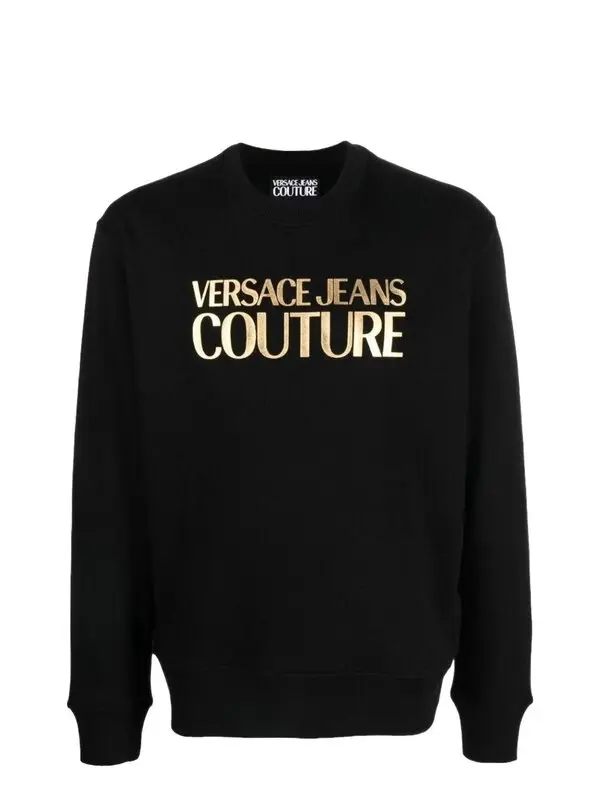 Versace Logo Print Crewneck Sweatshirt - Black