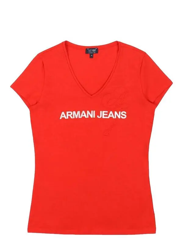 Emporio Armani V-neck Logo T-shirt - Red
