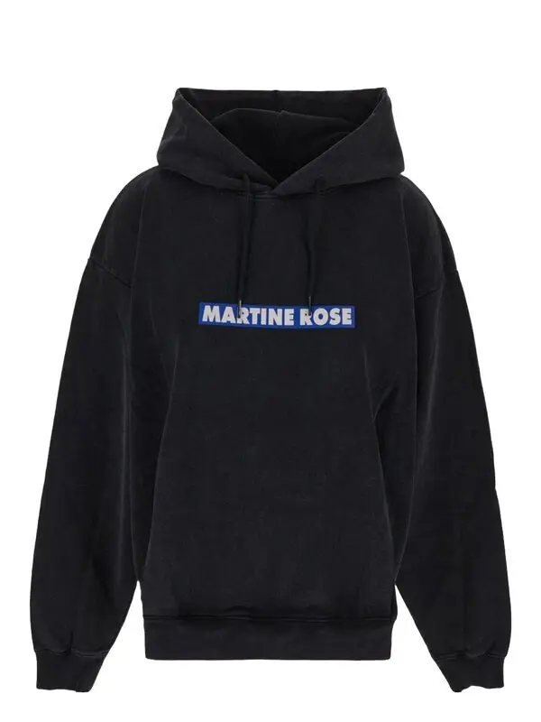 Martine Rose Long-sleeved Hooded Sweatshirt With Lettered Logo - Black
