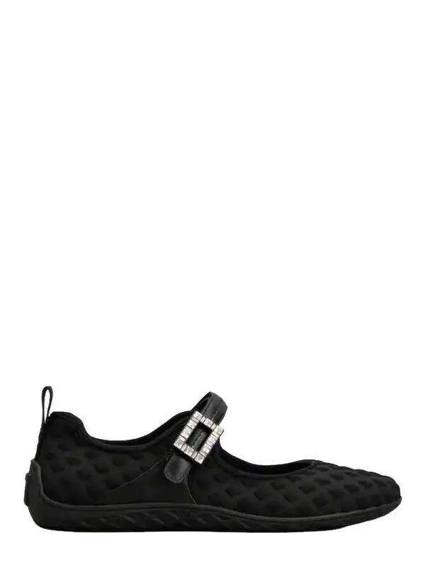 ROGER VIVIER Viv Low Strap Ballet Flats With Crystal Buckle - Black