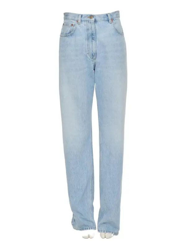 Valentino Garavani Logo Patch Straight Leg Jeans - Blue