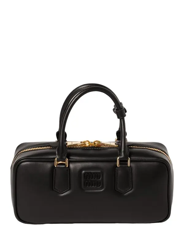 Miu Miu Arcadie Leather Top Handle Bag - Black
