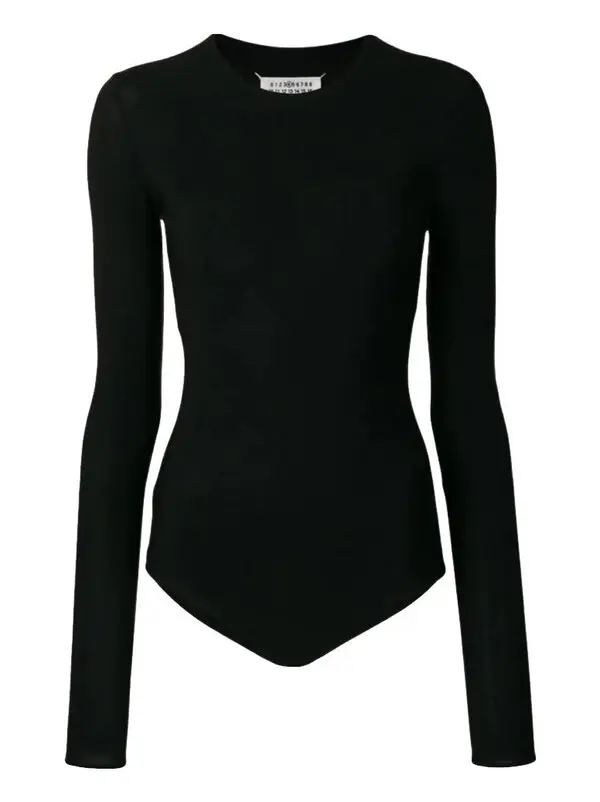 MAISON MARGIELA Long Sleeve Bodysuit Top - Black