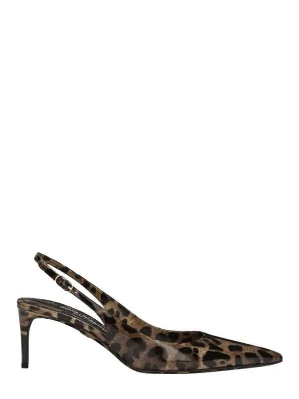 Dolce & Gabbana Leopard Print Slingback Pumps - Black
