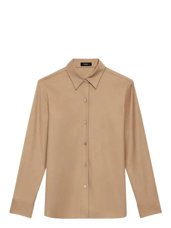 Theory Smooth Flannel Straight Shirt - New Camel