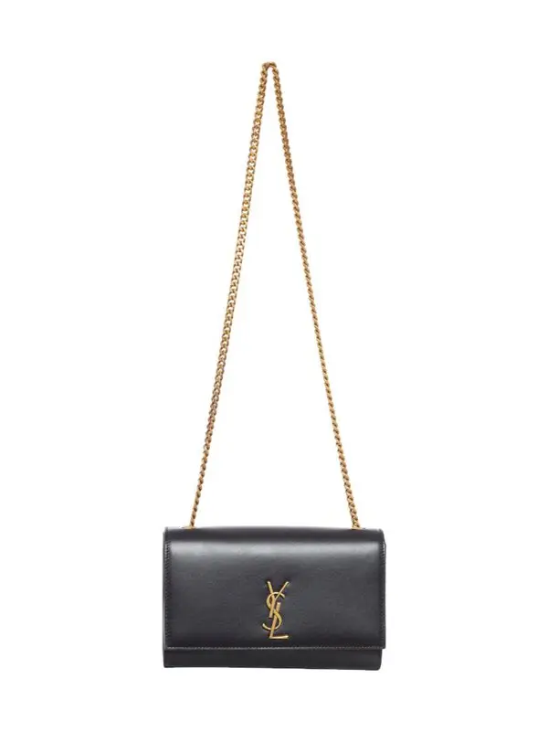 Saint Laurent Kate Logo Plaque Shoulder Bag - Black