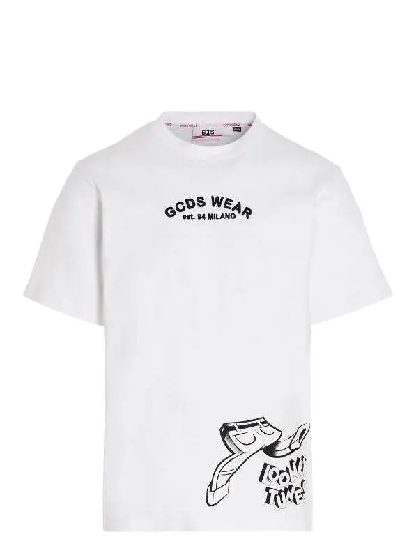 Gcds Looney Tunes Logo-print T-shirt - White