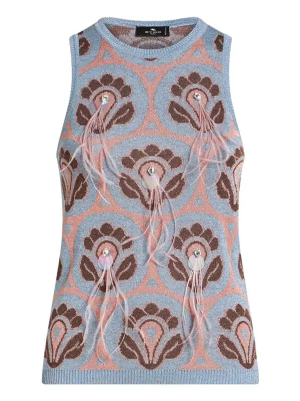 Etro Patterned Jacquard Knit Tank Top - Gray