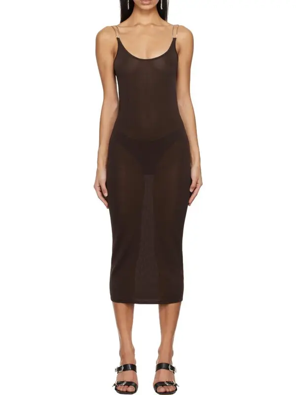 DION LEE Semi-sheer Open-back Midi Dress - Black