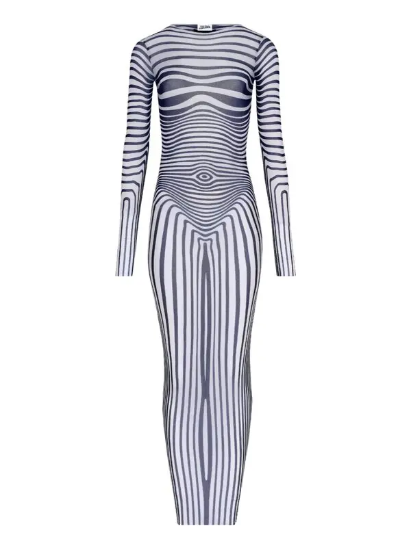 JEAN PAUL GAULTIER Optical Stripe Bodycon Dress - White